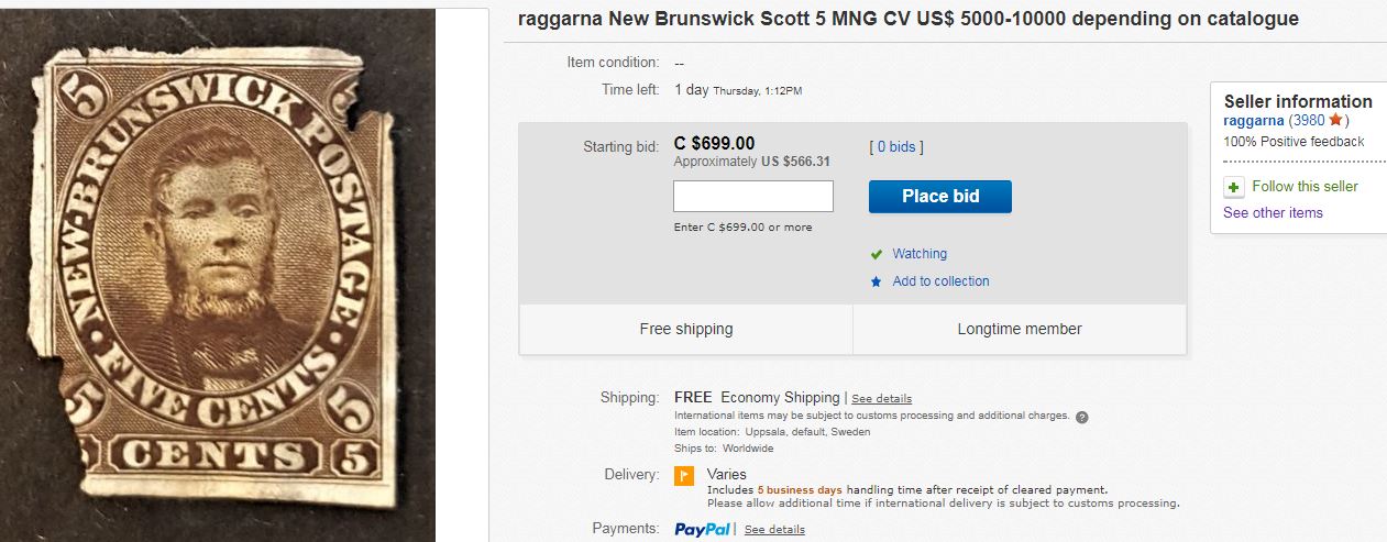 Battered 5c Charles Connell Stamp Of New Brunswick Is On Ebay - Stamp ...
