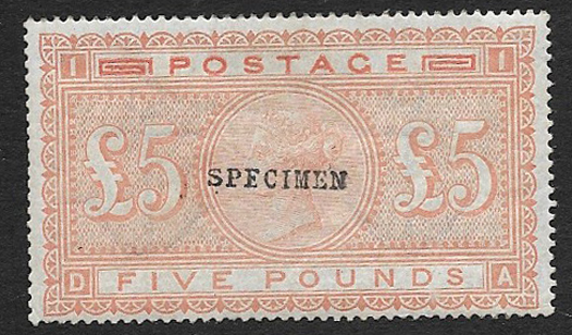 Great Britain GB UK £5 Pound Orange Blued Paper Specimen For Sale ...