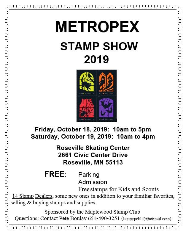 Metropex Stamp Show: October 18-19, Roseville, MN Oval - Stamp ...