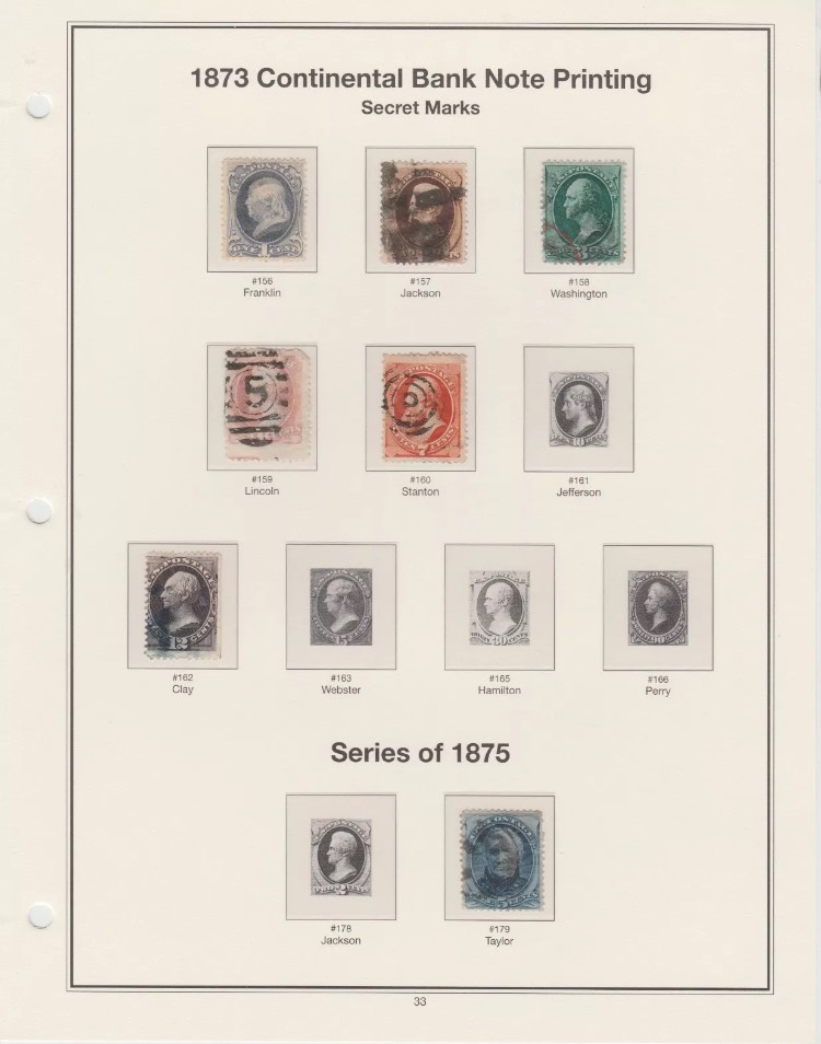 10 American Heirloom Hingeless Pages, 59 Stamps, 1867-1932, #94 / #714 ...