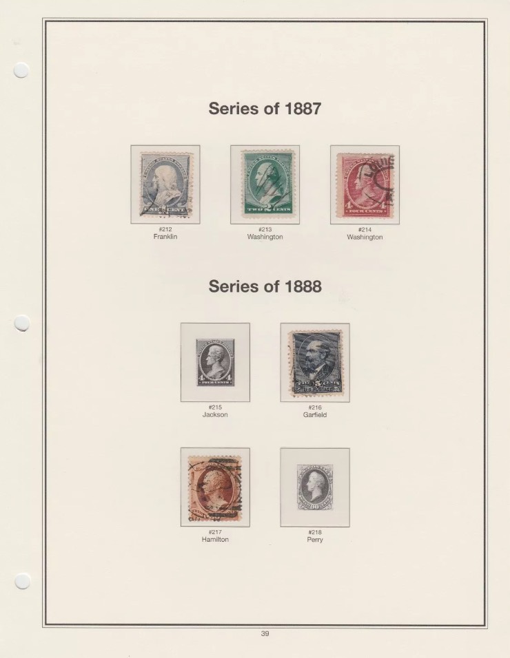 10 American Heirloom Hingeless Pages, 59 Stamps, 1867-1932, #94 / #714 ...