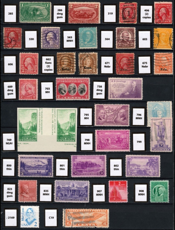 US Sc# 65 / 2169, C19, Lot, Used, Faulty, Fancy Cancel, Mnh, Nebr Kans ...