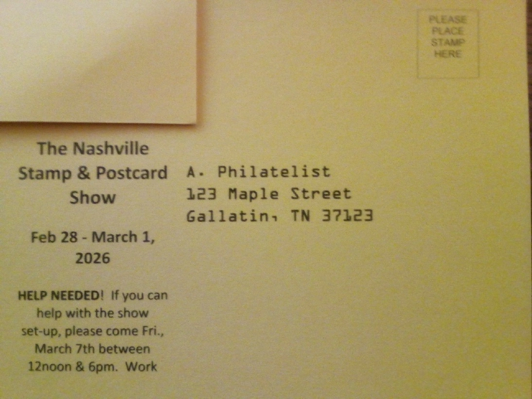 Nashville Stamp And Postcard Show 2026 - February 28 - March 1, 2026 ...
