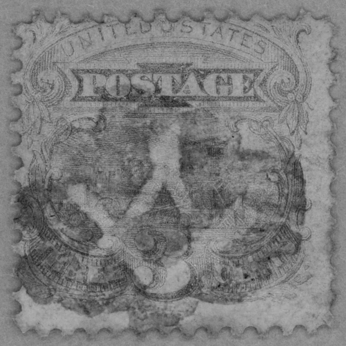 Negative Masonic Symbol Green Cancel On US 1869 Pictorial Locomotive ...