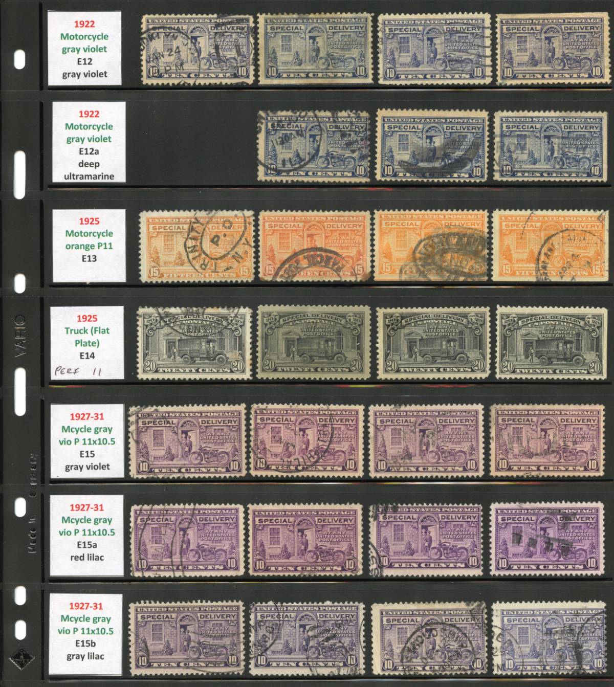 Color Variations On Special Delivery Stamps (E15, E15A, E15B) - Stamp ...