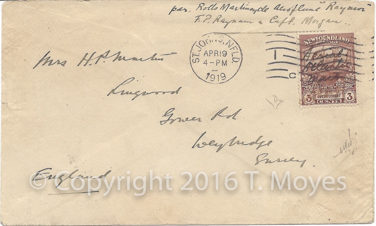 Sg142 Newfoundland 3c First Trans Atlantic Air Post April, 1919 - Stamp ...