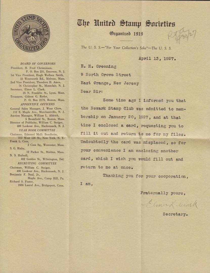 United Stamp Societies (Organized 1919) - Stamp Community Forum